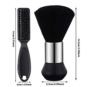 4 Pieces Hairdressing Brush Tools, Includes 2 Pieces Barber Blade Cleaning Brush Clipper Cleaning Nylon Brush and 2 Pieces Neck Duster Brush Hair Sweep Brush for Hair Styling, Black
