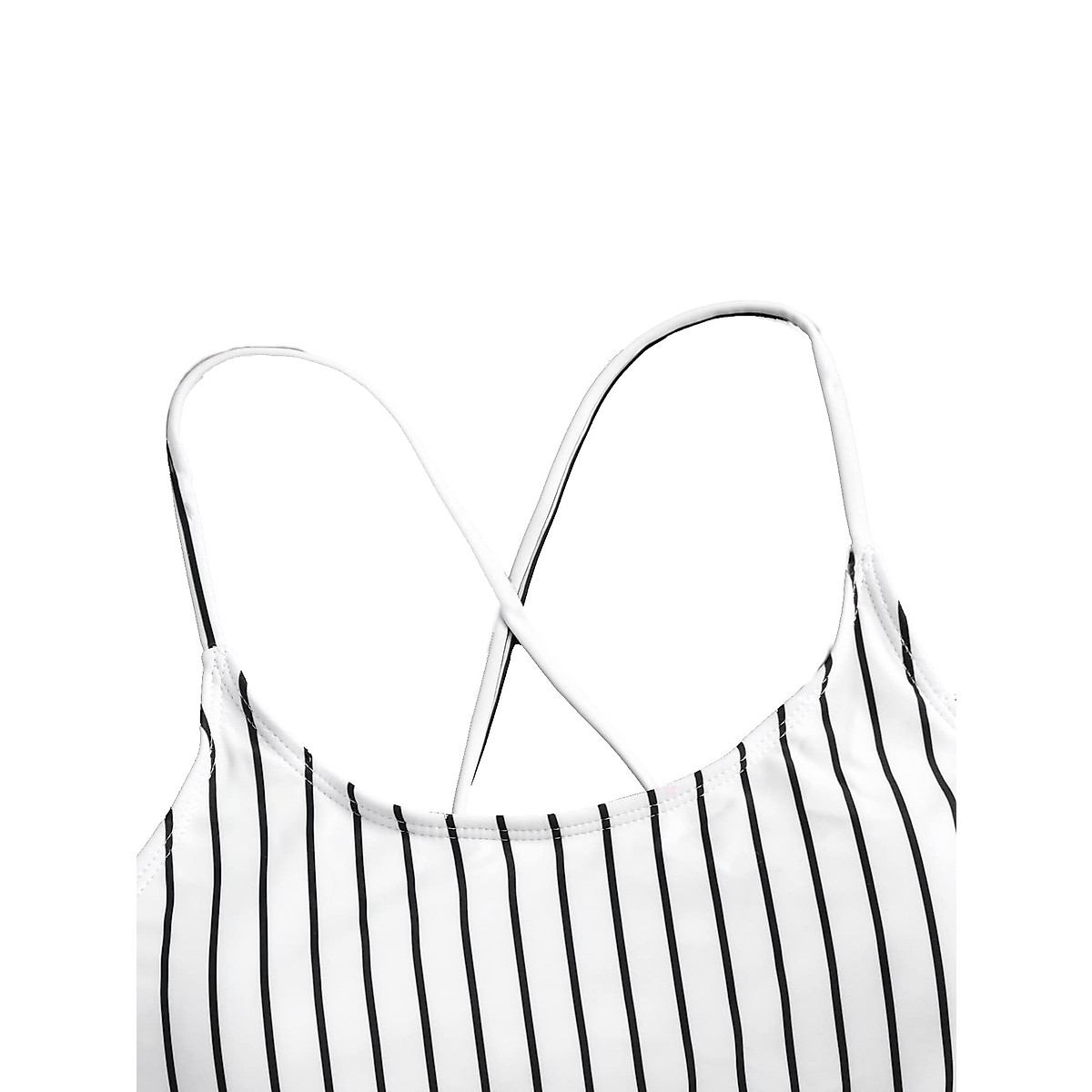 SweatyRocks Women's Bathing Suits Striped Criss Cross Bikini Set High Waisted Swimsuits Solid Black X-Small