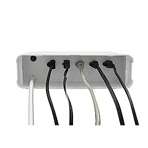 Kantek Cable Management Power HUB and Stand with USB Charging Ports, 5 OUTLETS, 3 USB, 6.5 FT Cord, White