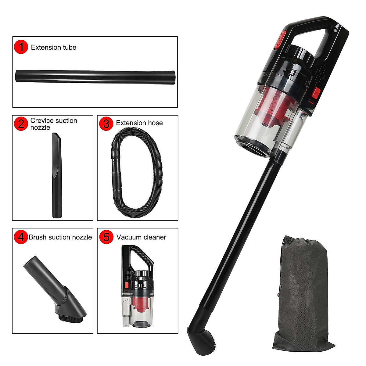 Alexsix Handheld Vacuum, Portable Car Vacuum Cleaner, 6000Pa Strong Suction, Cleaner Powerful Portable Wet Dry Cleaning for Pet Hair, Home, and Car Cleaning