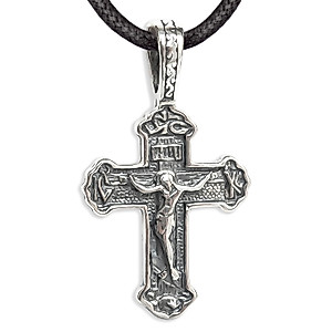 925 Sterling Silver Small Orthodox Cross Necklace for Men Women - Dainty Jesus Christ Crucifix Pendant - Christian Religious Jewelry Gifts for Women Men - Handmade