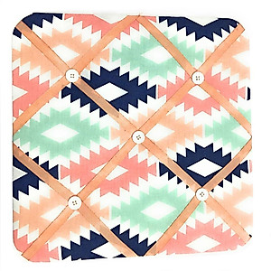 Bacati Aztec Emma Girls Fabric Memory/Memo Photo Bulletin Board, Coral/Mint/Navy