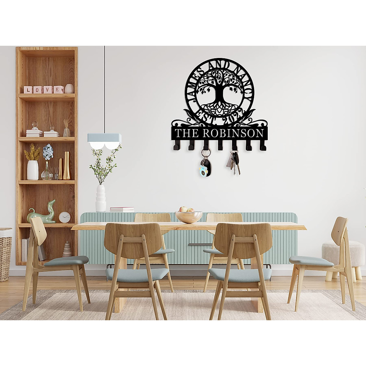 efcustomgifts Personalized Metal Key Holder, Tree of Life Design, 10 Hooks, Heavy Duty, Rust Resistant, Wall Mount, Front Door, Housewarming Gift