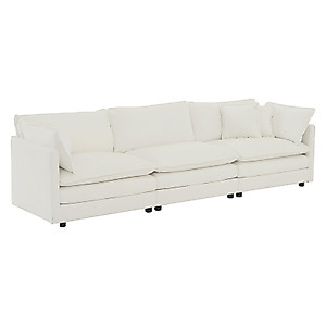 Neylory Oversized Modular Sectional Chenille Fabric Sofa Set,Extra Deep Seat Cloud Couch, Modular Sectional Couch,115 inch Width,3 Seat Modular Sofa Beige