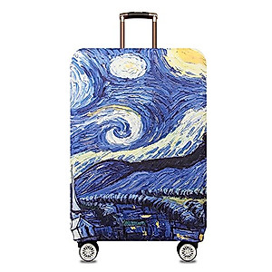 TRAVEL KIN Thickened Luggage Cover ，Washable Travel Gear Cover，18/24/28/32 Inch Suitcase Spandex Protective Cover (M(22"-24" luggage), Starry Night)