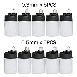 T TOGUSH Single Action Siphon Feed Airbrush with 5pcs of 0.3mm Bottles and 5pcs 0.5mm Bottles, External Mix Airbrush Kit Easily Change Colors, for Model Paint Craft Wall Painting Furniture Repainting