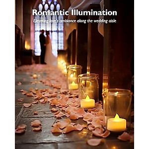 Homemory Value 24Pack Flameless LED Candles Tea Lights Battery Operated, 200+Hours Electric Fake Plasitc Candles Tealights for Votive, Halloween, Pumkin, Ofrenda, Diya, Table Decor, Funeral, Amber