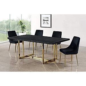 Meridian Furniture Karina Collection Modern | Contemporary Velvet Upholstered Dining Chair with Sturdy Metal Legs, Set of 2, 19.5" W x 21.5" D x 33.5" H, Black