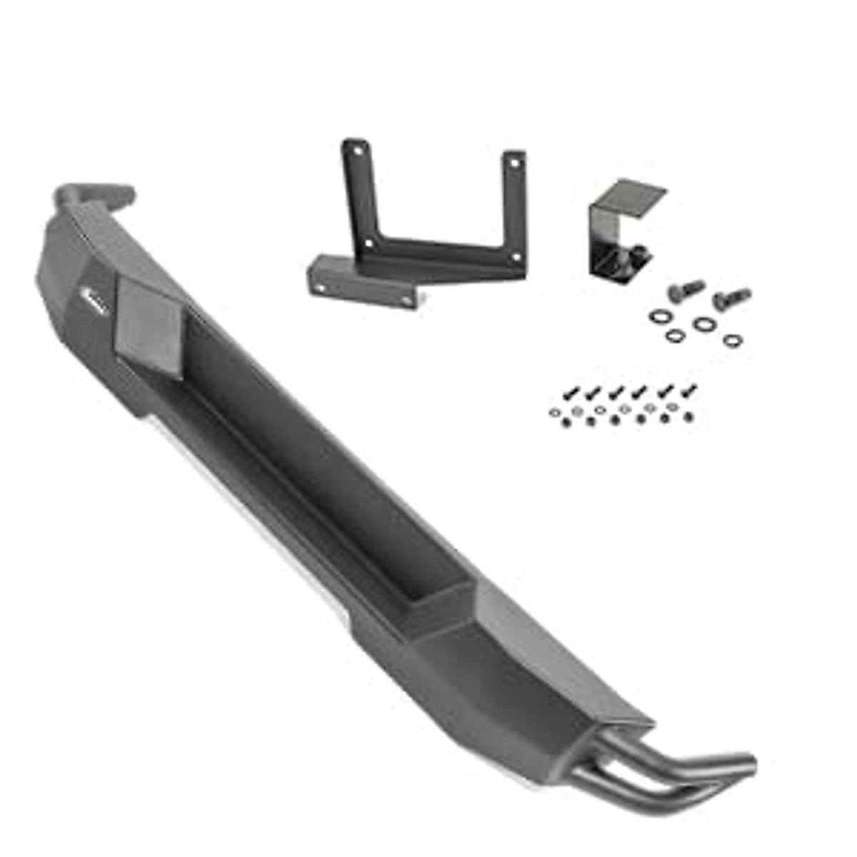 Quadratec QRC Rear Bumper - Fits Jeep Wrangler JL 2018-2022 - Spare Tire Clearance for 35" Tires - Mandrel Bent Corner Guards - Integrated License Plate Mount - Receiver Hitch Compatible 6 Gauge Steel