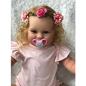 Wamdoll 50CM/60CM Realistic Sweet Face Detailed Painting Blonde Hair Smiling Reborn Toddler Newborn Baby Girl Doll Handcrafted in Silicone Vinyl That Look Real and Feel Real