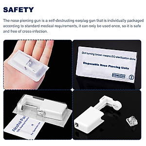 RASDDER 4-Pack Disposable Self Piercing Kit with Built-in Nose Studs, Very Safe Piercing Gun, Simple and Convenient Operation, Ideal for Family Use (White + Pink)