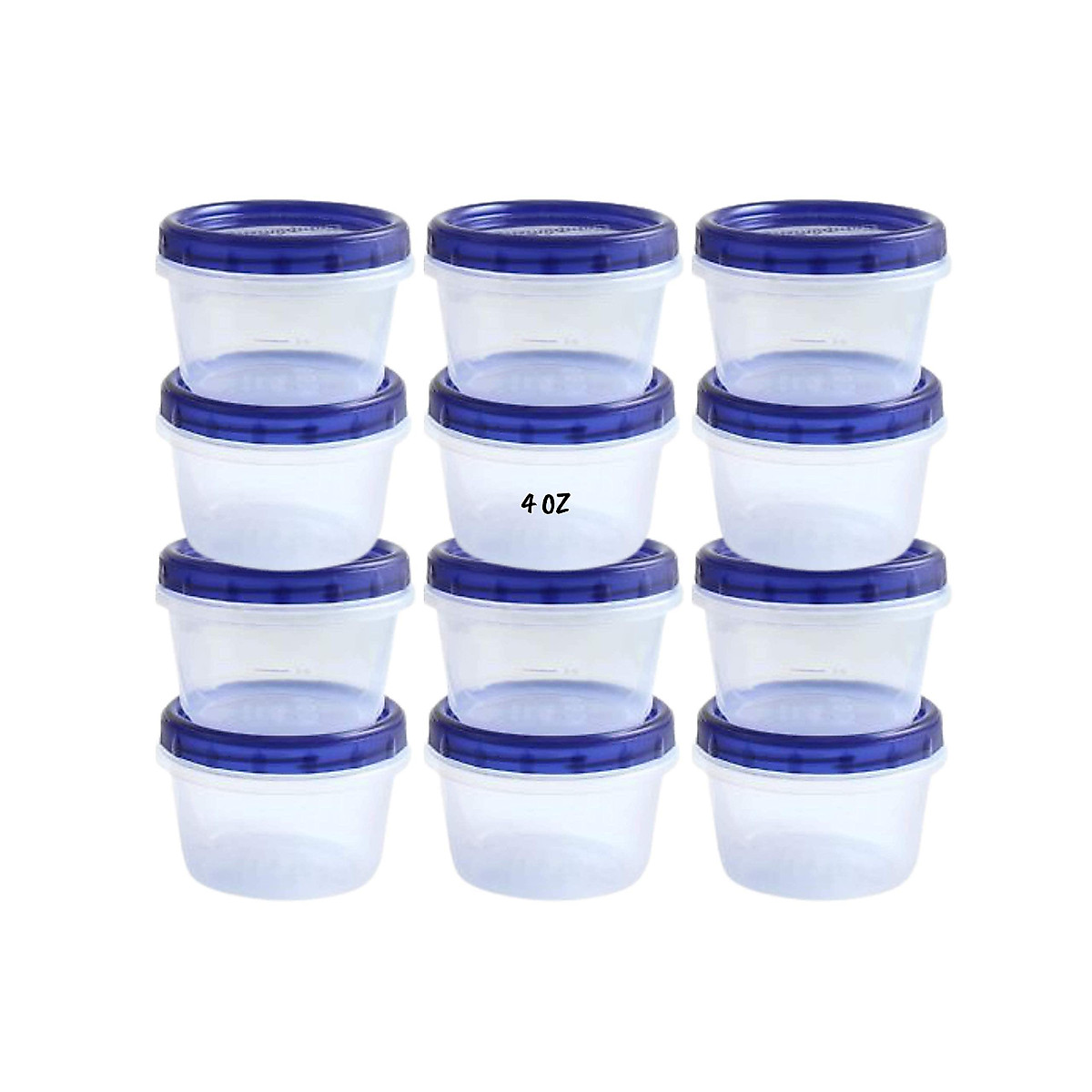 HomeyGear 12 Pack Small Twist Top Food Storage Deli Containers Leak-Proof Airtight Storage Canisters with Screw & Seal Lids BPA-Free Stackable Reusable Kitchen Essentials Snack 4-Ounce