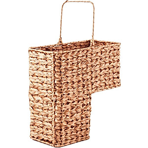 PEMAR Wicker Stair Step Basket, Hand Woven Multi Storey House Staircase Basket Bin, Felt Storage Basket for Stairsteps, Shoe Organising, Laundry Gathering, Toy Storage Organiser
