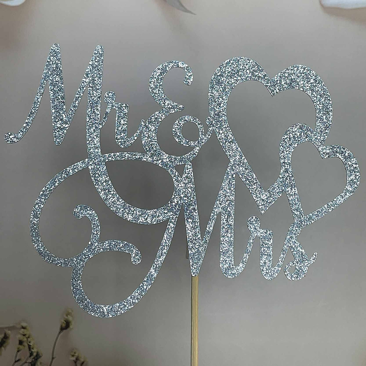 NSHYXXSPY Silver Glitter Mr & Mrs Cake Topper for Bride and Groom Sign Wedding, Engagement, Wedding Anniversary Cake Toppers Decorations