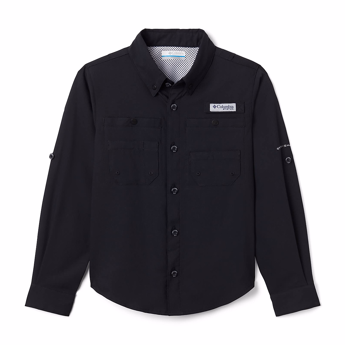Columbia Youth Boys Tamiami Long Sleeve Shirt, Black, Small