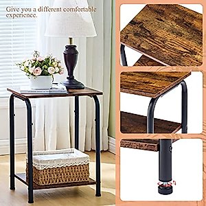 Tajsoon Small End Table with 2 Tier Storage Shelves, Small Side Table for Small Spaces, Sofa Table, Bedside Table, Small Table for Living Room, Bedroom, Sturdy Frame & Easy Assembly