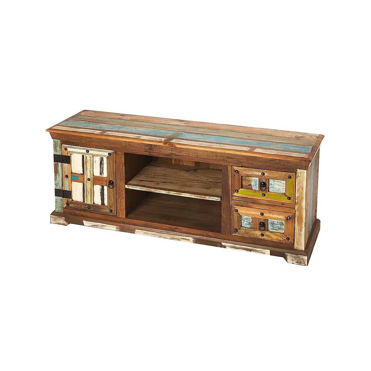 Offex 58" W x 17" D x 23.5" H Modern Wooden TV Cabinet Reverb Painted Rustic Entertainment Console