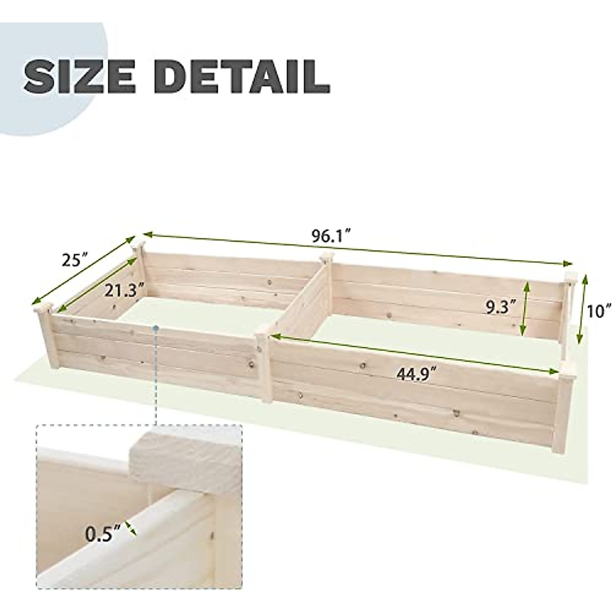 Betterland 8 FT Wooden Raised Garden Bed Outdoor Elevated Flower Planter Box Kit for Vegetables Fruits Herb Grow Yard Gardening, Natural