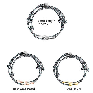Novgarden Couple Bracelets Personalized, Stainless Steel Handmade Braided Rope Matching Custom Name Bracelets BFF Friend Gifts for Her and Him