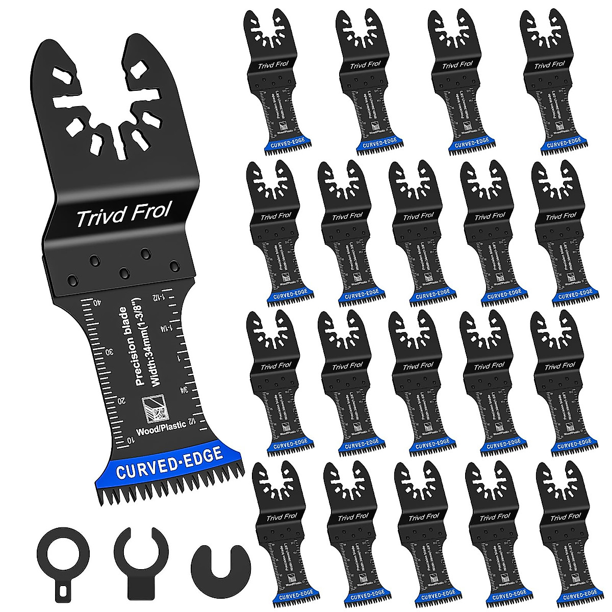 Trivd Frol 20PCS Japanese Tooth Oscillating Saw Blades, Curved Edge Oscillating Multitool Blades Clean Cut for Wood, Plastic, Oscillating Tool Blades Fit Dewalt Milwaukee Ryobi Rockwell Bosch