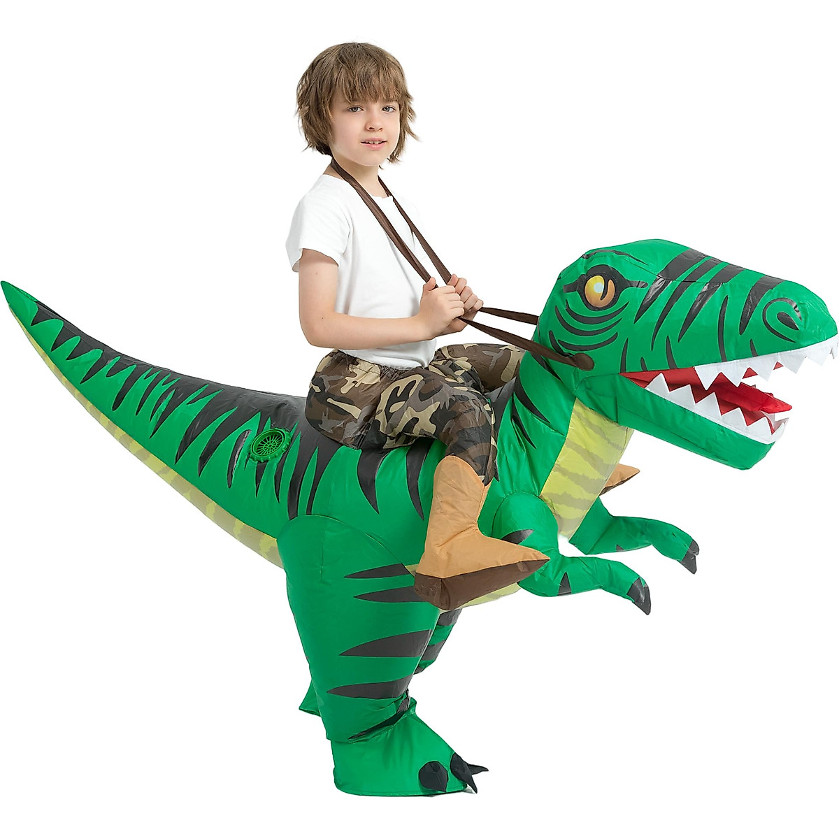 tasanor Blow Up Raptor Costume,Inflatable Costumes for Kids,Inflatable Dinosaur Costume,Halloween Costumes for Girls/Boys (4-6YRS)