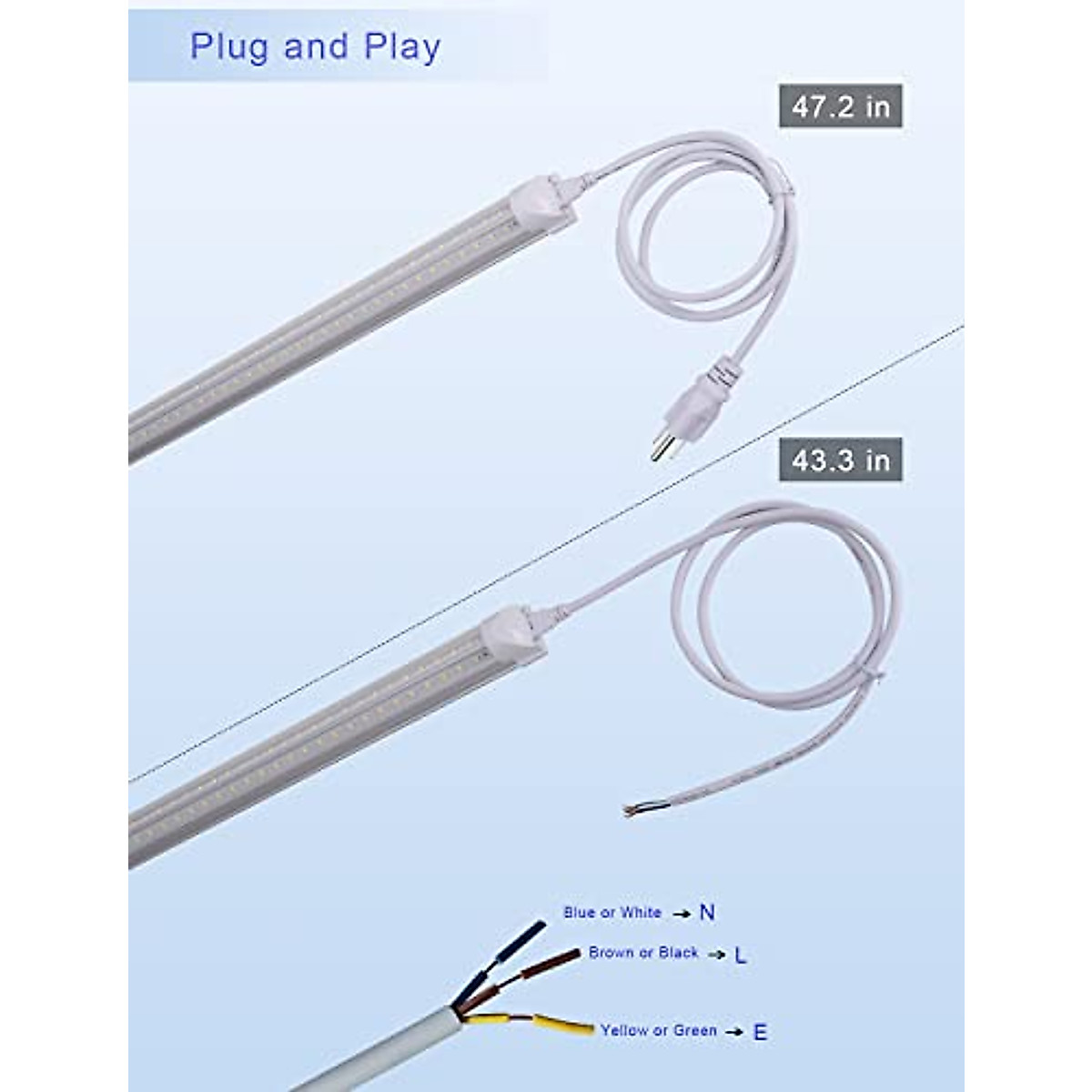 AQIQUUT Led Shop Light, Led Garage Light,8FT 72W T8 5000K 8500LM Linkable Clear Cover Integrated V-Shape,for Garage Warehouse Shopping Mall,10-Pack