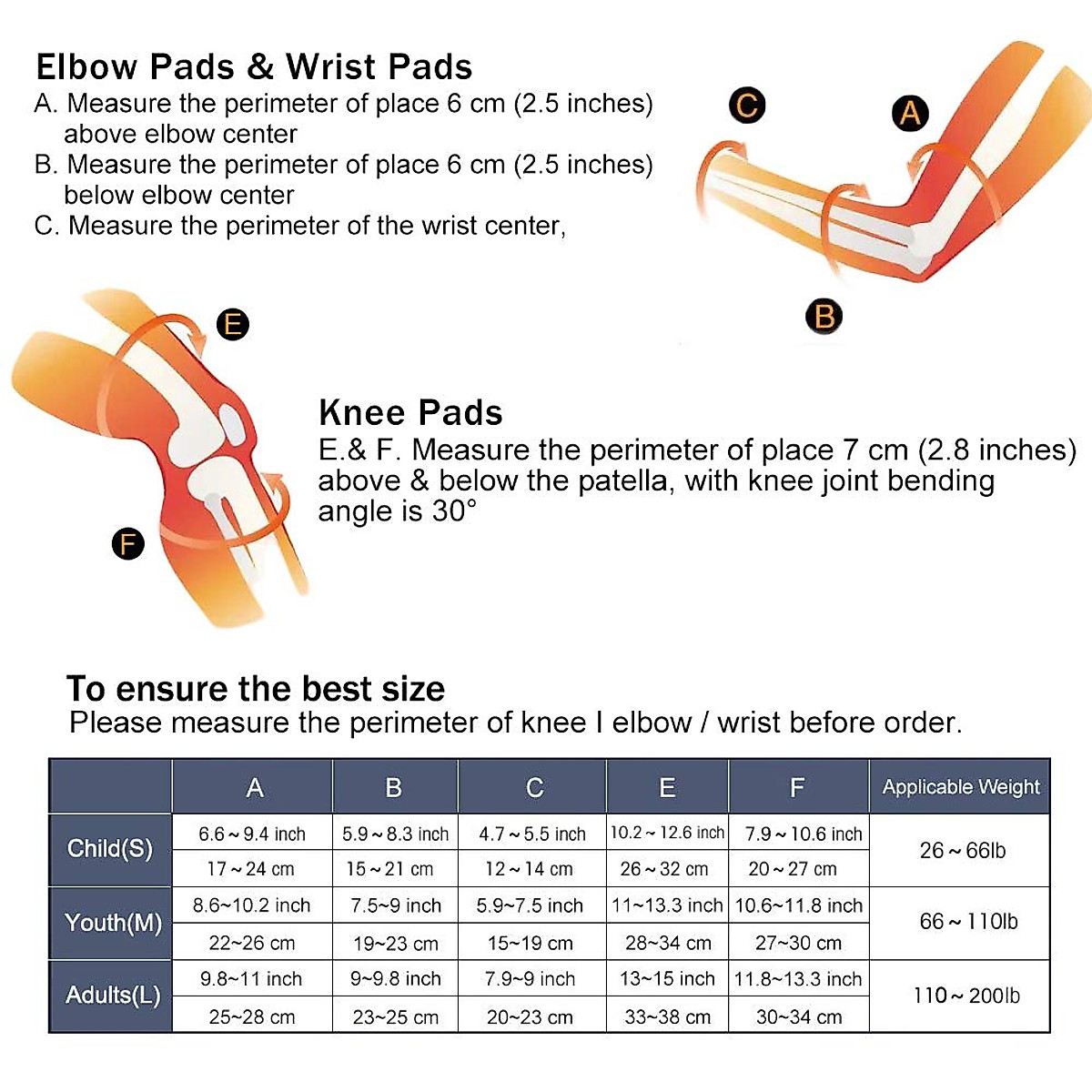 Knee Pads For Kids/Adult Elbows Pads Wrist Guards 3 In 1 Protective Gear Set For Skateboarding, Roller Skating, Rollerblading, Snowboarding, Cycling(S/M/L) By STARPOW (Black, Youth)