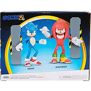 Sonic the Hedgehog Sonic 2 Movie 4" Action Figure 2 Pack - Sonic & Knuckles , Red