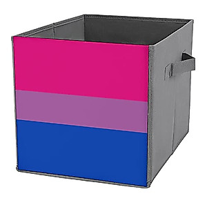 Bisexual Pride LGBT Flag Collapsible Storage Bins Basics Folding Fabric Storage Cubes Organizer Boxes with Handles