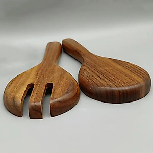 Large Wooden Salad Tongs for Serving - Wooden Serving Spoons - Salad Serving Utensils - Salad Tosser Forks - Giant Wood Salad Servers Set - 2Pcs Salad Hands for Mixing,Tossing and Serving