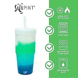 Silipint: Silicone 32oz Straw Tumbler: Mountain Air - Unbreakable, Flexible, Sustainable, Hot or Cold, Airtight Lid, Travel