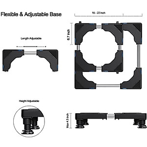 Lufia Mini Fridge Stand,Width Height Flexible Adjustable,High Strength Base Stand Leg Design,Multi-functional Base as Refrigerator Stand,Fish Tank Stand,Washing Machine,Dryer,Laundry Pedestal (Black)
