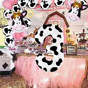 40 Inch Cow Print Number 3 Balloon for Cowgirl Cowboy Birthday Party Decorations Western Party Decorations Farm Party Decorations