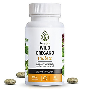 Teliaoils Wild Oregano Tablets from Oregano with Over 85% Carvacrol. Ideal to Boost The Immune System. Powerful antioxidant