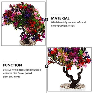 Happyyami Artificial Plants Indoor Artificial Bonsai Tree Fake Bonsai Juniper Tree Faux Potted Plant Bonsai Pine Tree Simulation Bonsai Plants for Greenery Office Home Decor Small Artificial Plants