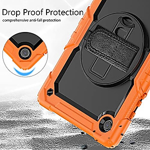 Case for Samsung Galaxy Tab A8 10.5 Inch 2022 Protective Shockproof Tablet Cover with Kickstand Hand/Shoulder Strap Pencil Holder for Samsung Galaxy SM-X200 SM-X205 (Orange)