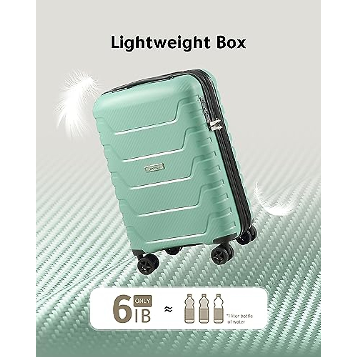 LUGGEX Carbon Fiber Pattern 24 Inch Luggage with Spinner Wheels- Impact-Resistant PP Material - High Rebound Toughness & Anti-Explosion Zipper (Green Luggage)