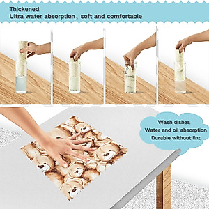 ALAZA Dish Towels Kitchen Cleaning Cloths Cartoon Lovely Bear Toy Dish Cloths Super Absorbent Kitchen Towels Lint Free Bar Tea Soft Towel Kitchen Accessories Set of 6,11"x11"