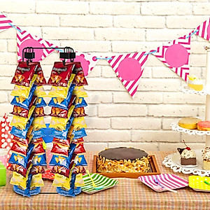 HawHawToys Hanging Merchandise Strips with Hooks, Pack of 4 – 31”Chip Rack with 12 Clips, Chips Holder, Hanging Display Strip for Retail Displaying