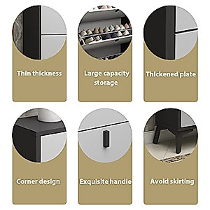 FUFU&GAGA Shoe Cabinet with 3 Flip Drawers for Entryway, Modern Freestanding Rack Storage Organizer (Grey/Dark Grey, 35.4”W x 9.4”D x 47.2”H)