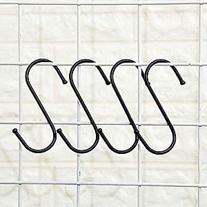 Ami.Todfo S Hooks Heavy Duty, 20-Pack Black S Shaped Hooks 4Inch for Hanging Plants, Pan, Pots, Cloths, Pots, Pans, Plants, Bags, Cups, Clothes，Premium S Hanger Hooks with Metal Balls