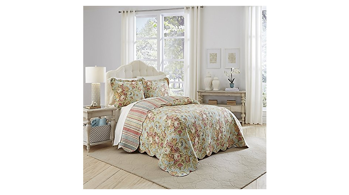 Waverly Spring Bling Floral Quilt & Curtains - Modern Farmhouse Style