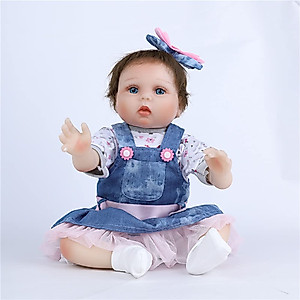 Reborn Baby Doll Clothes for 17-22 Inch Newborn Baby Doll Girl, Baby Doll Clothes Outfit Accessories fit 17-22 Inch Reborn Baby Doll Girl【Denim Skirt 5pcs Set 】