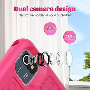 Paxodo Kids Tablet 10.1 inch, 32GB ROM Android 12 Tablet PC IPS HD 5000mAh Kid-Proof Case Tablets (Pink)