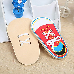 MileHouse Wooden Learn to Tie Your Own Shoes Kits for Kids | Threading Lacing Shoes Training Board Kids Toddler Early Learning Toy