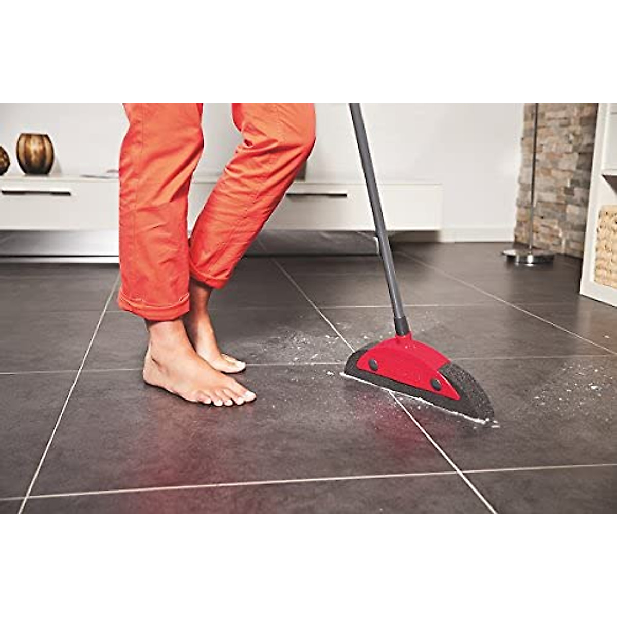 Vileda 158735 Super Classic Broom with Triangular Handle and Super Duster Classic Sweeping Set Broom Set – Red, 16 x 49 cm