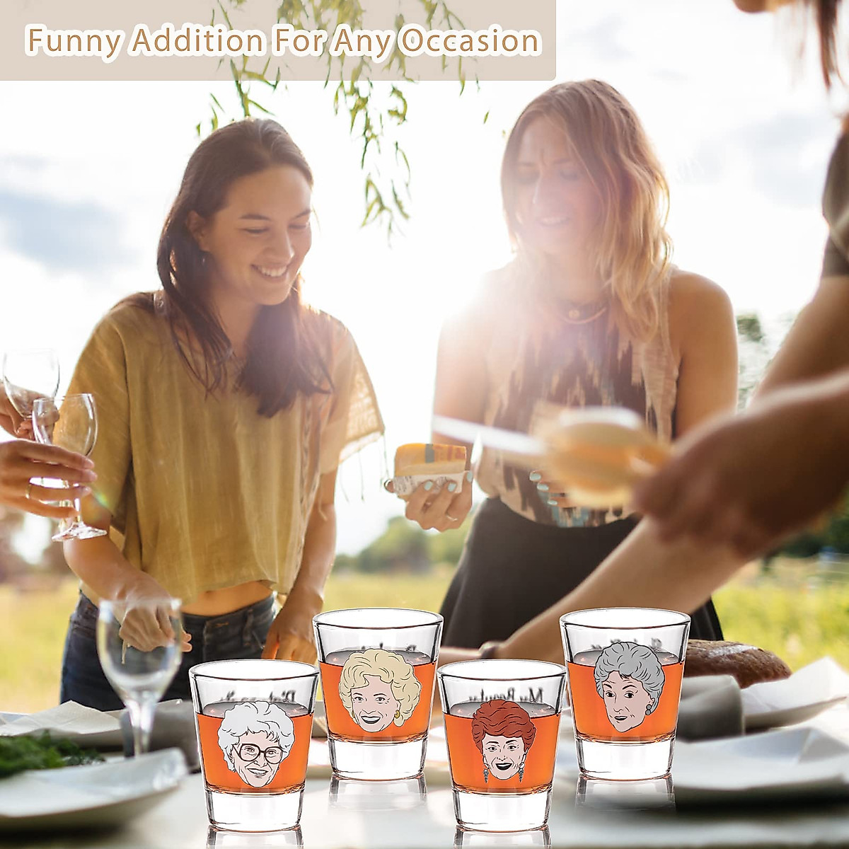 DDDDXO Golden Girls Mini Shot Glasses, Golden Girls Merchandise, Golden Girls TV Show Fans Gifts, Golden Girls Gifts for Women, Golden Girls Shot Glass Set of 4