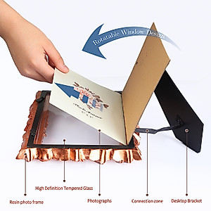 MOMLKFDAY Gold 5x7 Picture Frames Vintage Photo Frame Rose Gold Flower Leaf with Glass Front Antique Picture Frame for Tabletop Wall Hanging (Rose Gold-5x7)