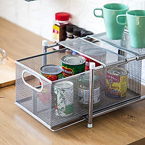 Home Zone Living Under Bathroom Sink Organizer – Sliding Basket, Inside Cabinet Storage