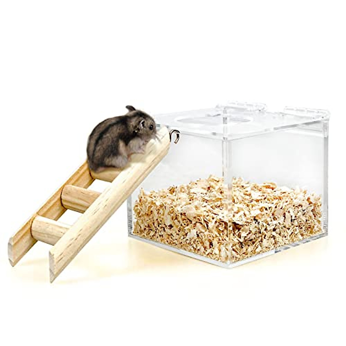 Jiorola Acrylic Critter's Sand Bath Box - Clear Hamster Digging Sand Container Bath Container Digging & Hide for Hamsters Mice Dormouse Gerbils or Other Small Pets